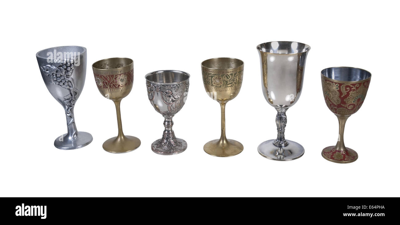 Several antique detailed goblets with intricate embedded designs - path ...