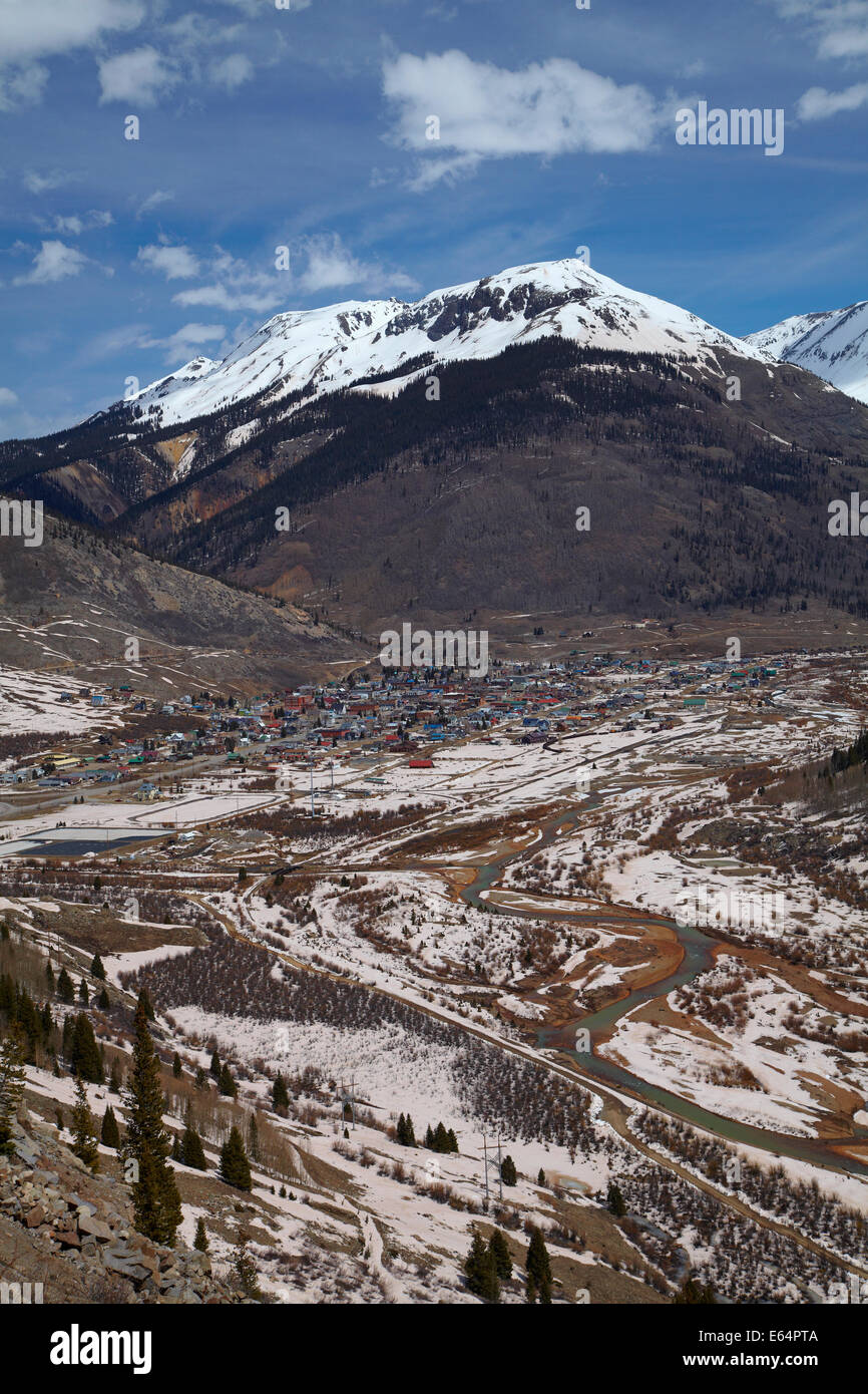 Early spring view over the historic mining town of Silverton, San Juan ...