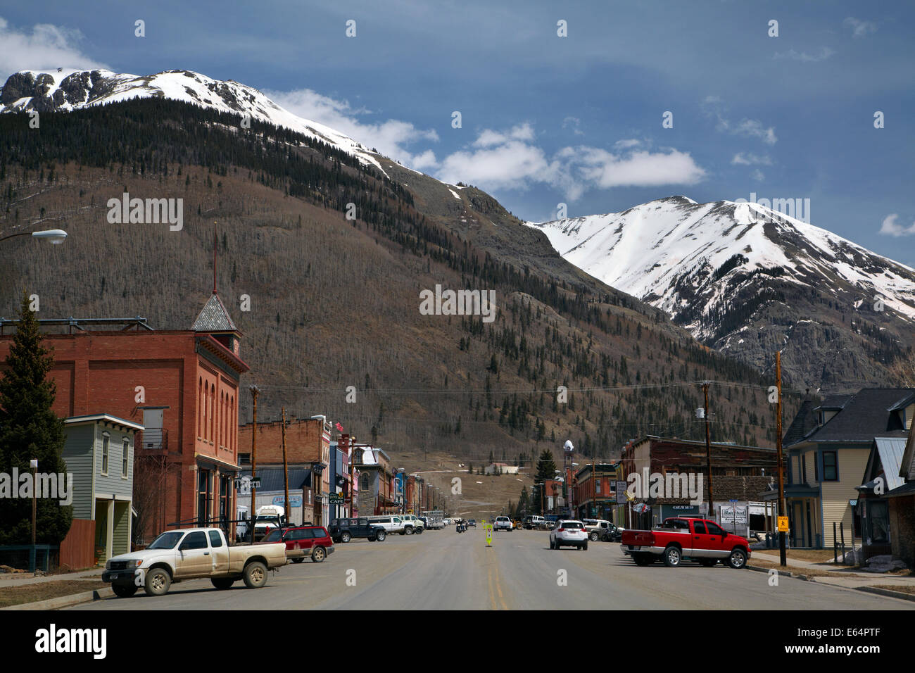The historic mining town of Silverton, at an altitude of 9,305 ft ...