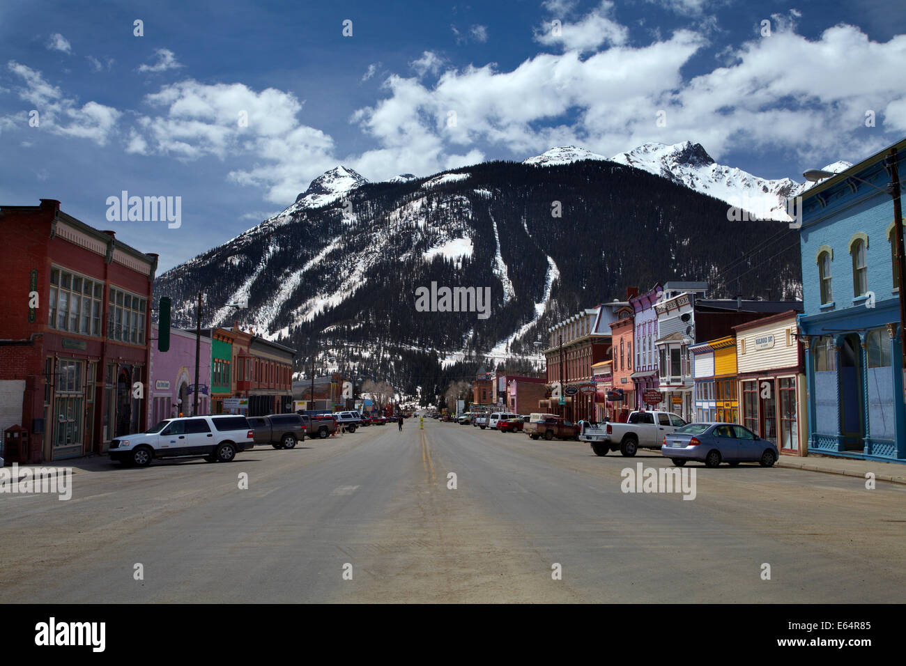 Main street of the historic mining town of Silverton, at an altitude of ...