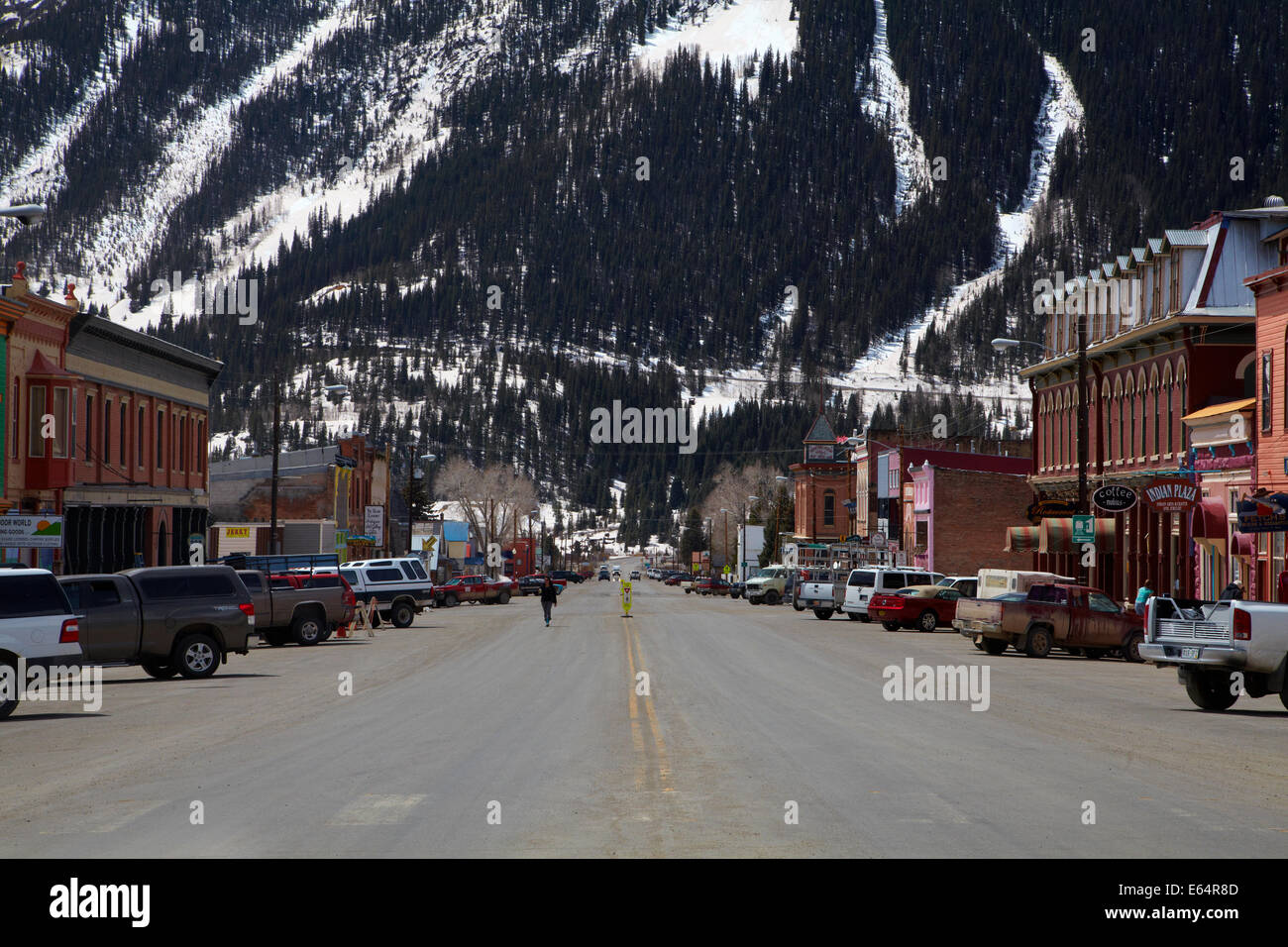 Main street of the historic mining town of Silverton, at an altitude of ...