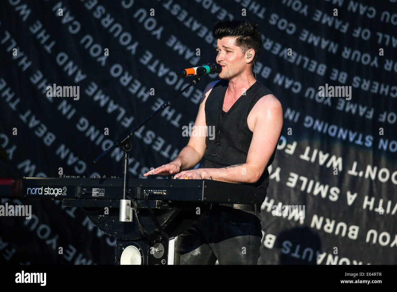 Raleigh, North Carolina, USA. 13th Aug, 2014. Music artist THE SCRIPT ...