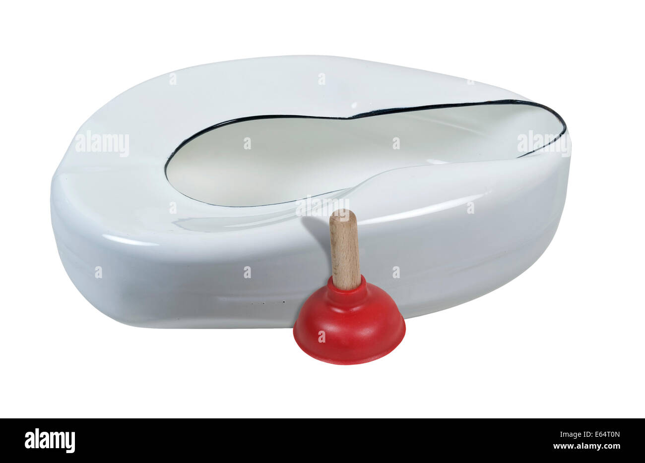 Red Plunger with Retro porcelain and metal bed pan - Path included ...