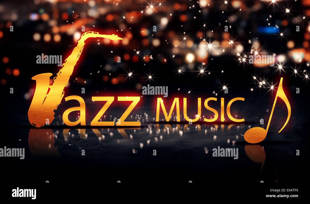 Jazz Music Saxophone Gold City Bokeh Star Shine Yellow Background 3D ...