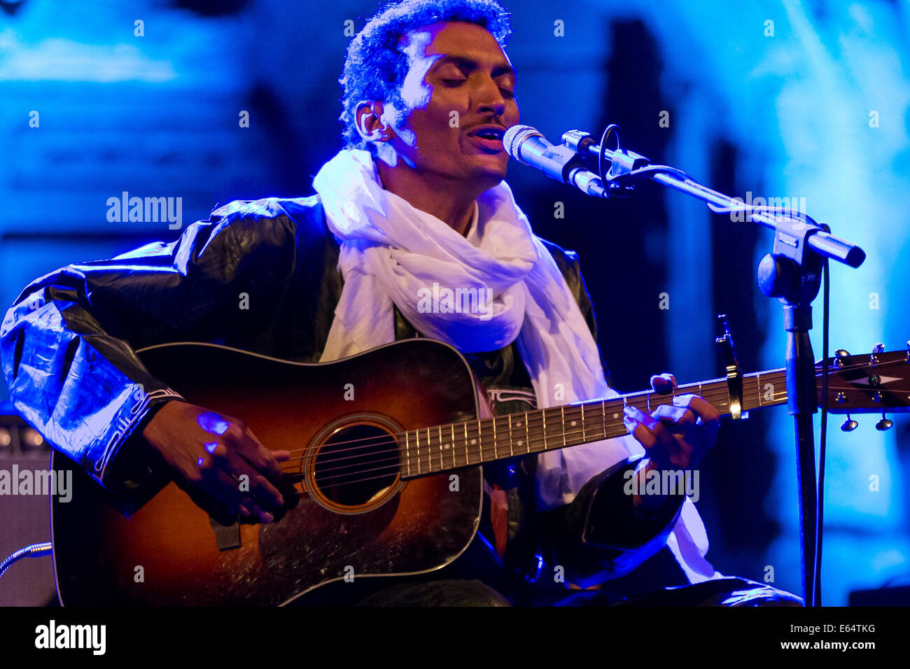 Turin, Italy. 14th Aug, 2014. Omara Moctar a.k.a. "Bombino", guitarist ...