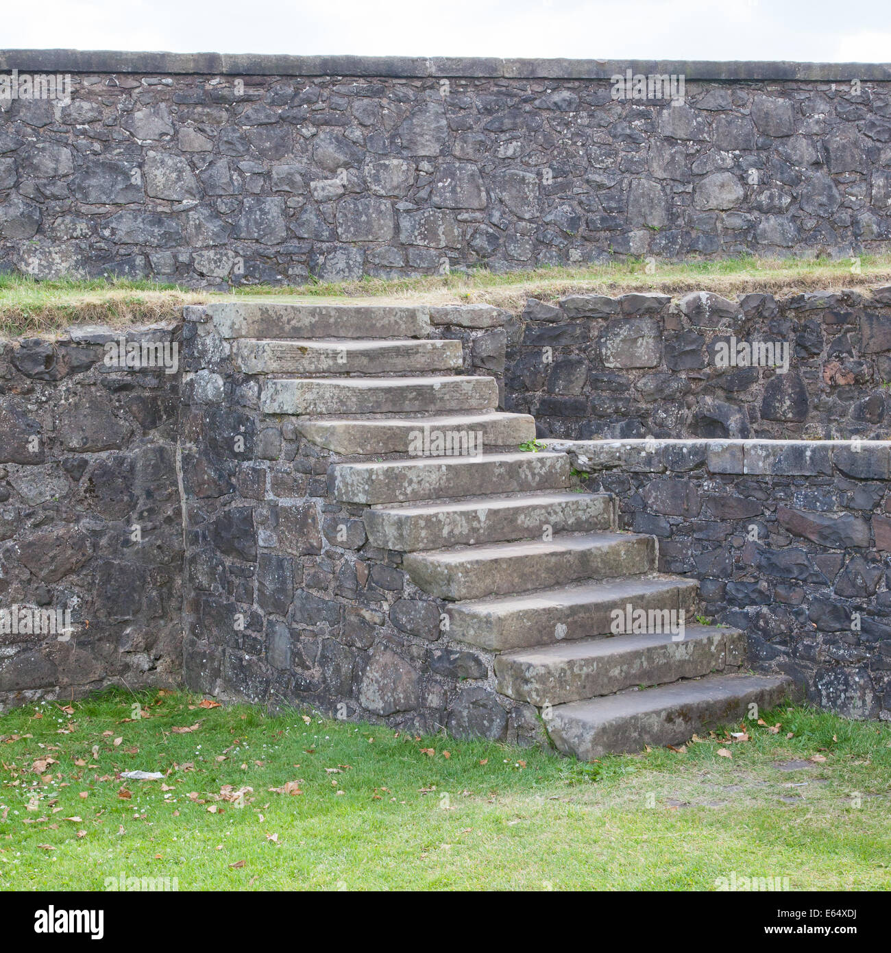 Stairs at an old castle wall, Scotland Stock Photo - Alamy