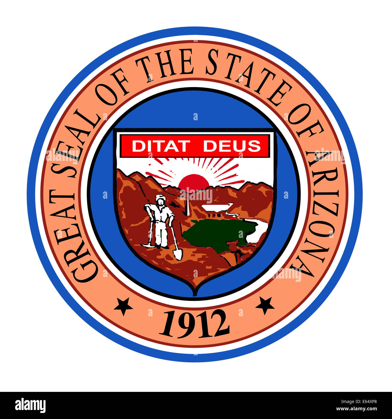 The state seal of Arizona on a white background Stock Photo - Alamy