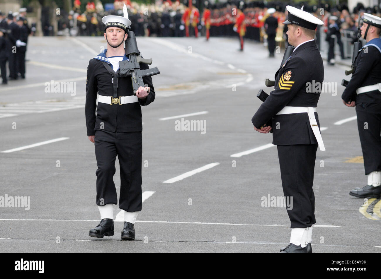 Sailor from HMS Collingwood marching London, England, UK. State opening ...