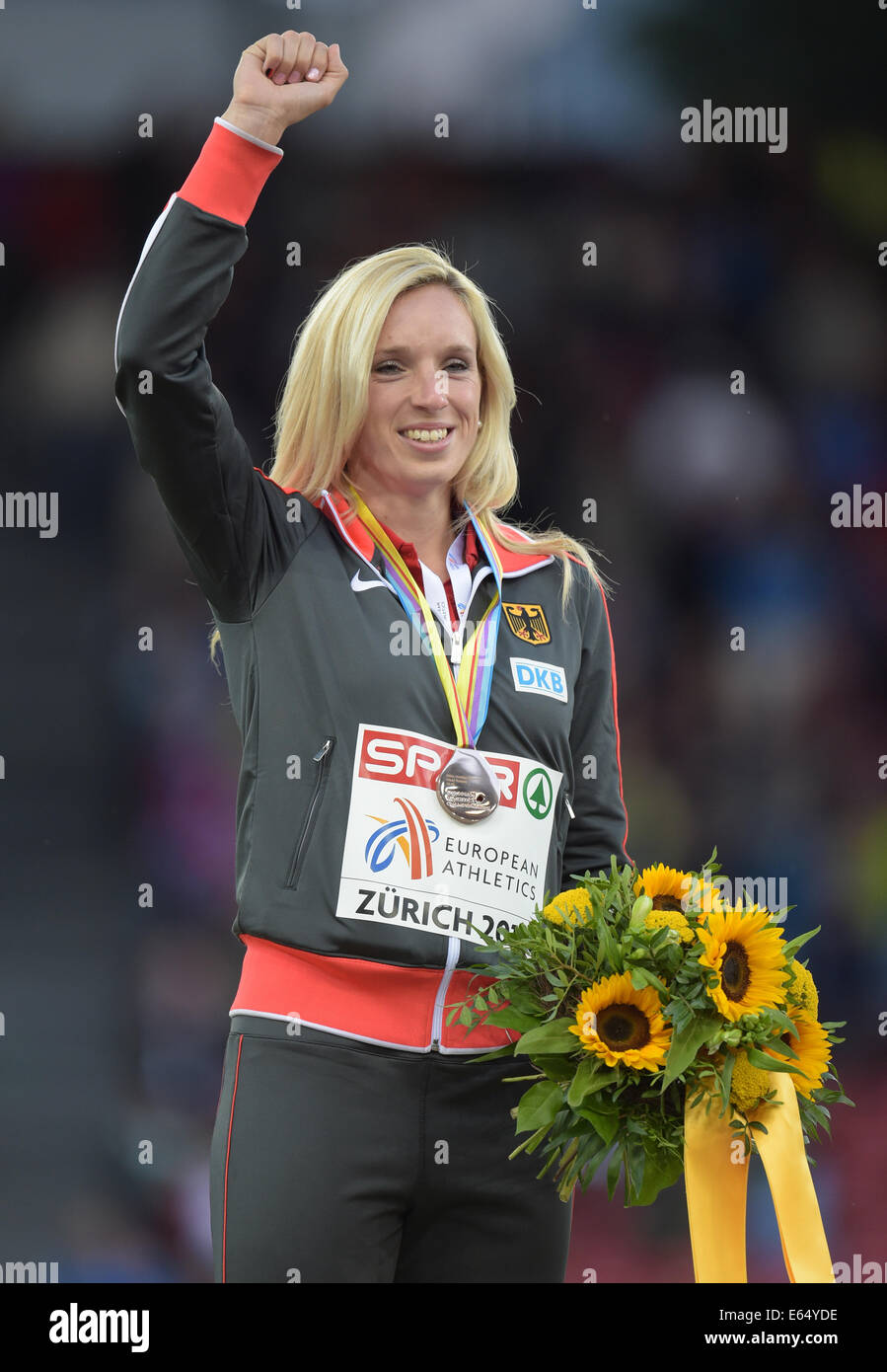 Zurich, Switzerland. 14th Aug, 2014. Bronze medalist Cindy Roleder of ...