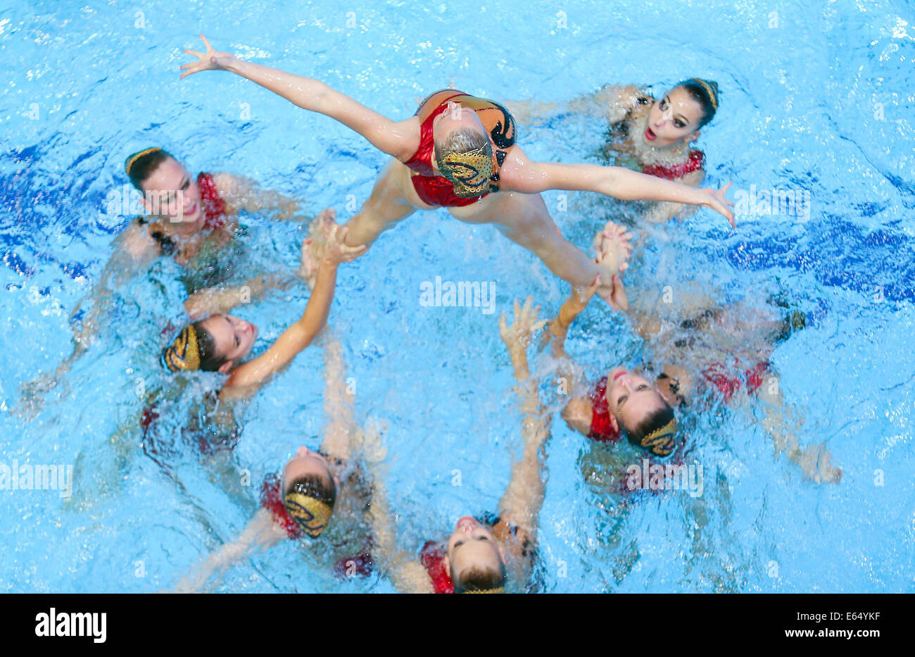 Berlin, Germany. 14th Aug, 2014. Members of Germany's team compete in ...