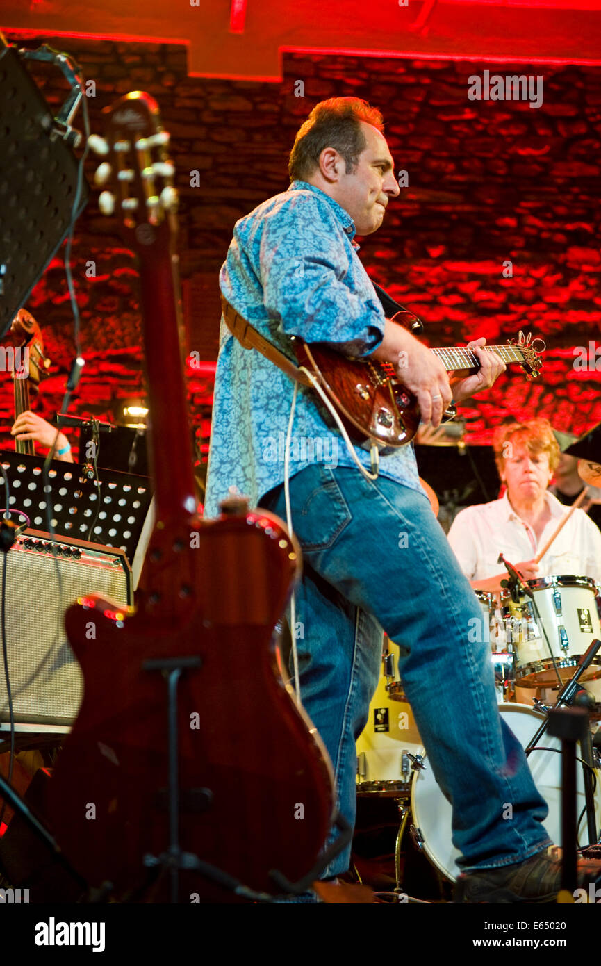 Live music guitarist with Loose Tubes 21-piece big band on stage at ...