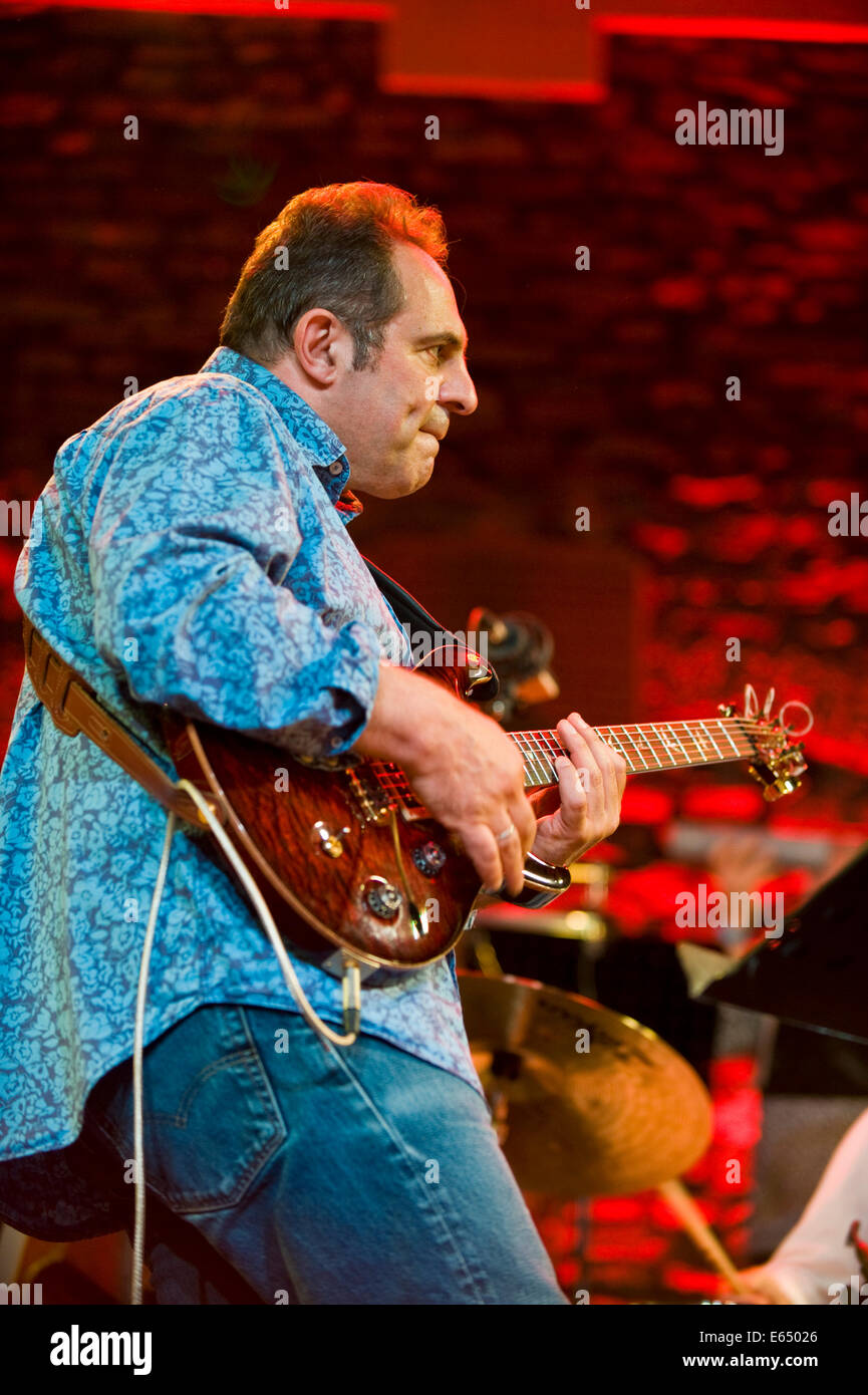 Live music guitarist with Loose Tubes 21-piece big band on stage at ...