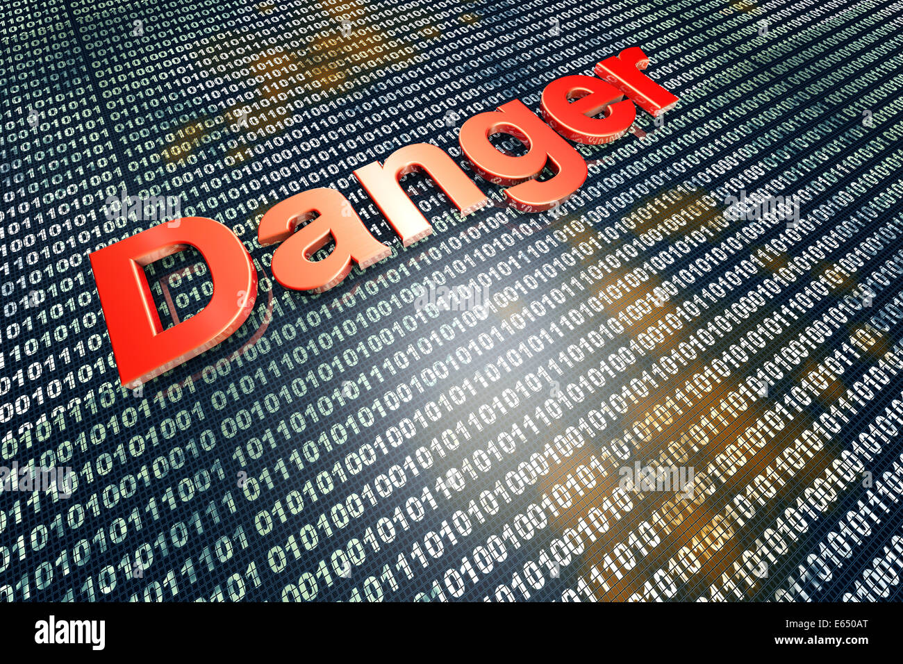 Danger sign over digital, binary code Stock Photo - Alamy