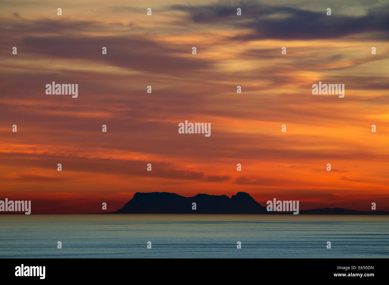 Mediterranean Sea, Rock of Gibraltar and the Strait of Gibraltar to its ...
