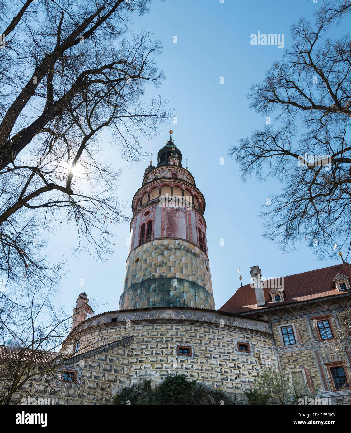 Český Krumlov Castle with its tower, UNESCO World Heritage Site, Český ...