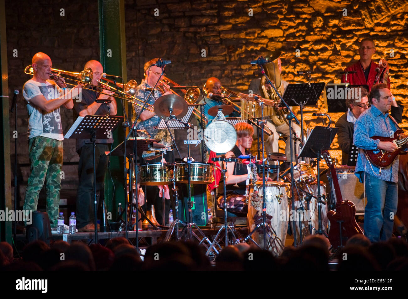 Live music Loose Tubes 21-piece big band on stage at Brecon Jazz ...