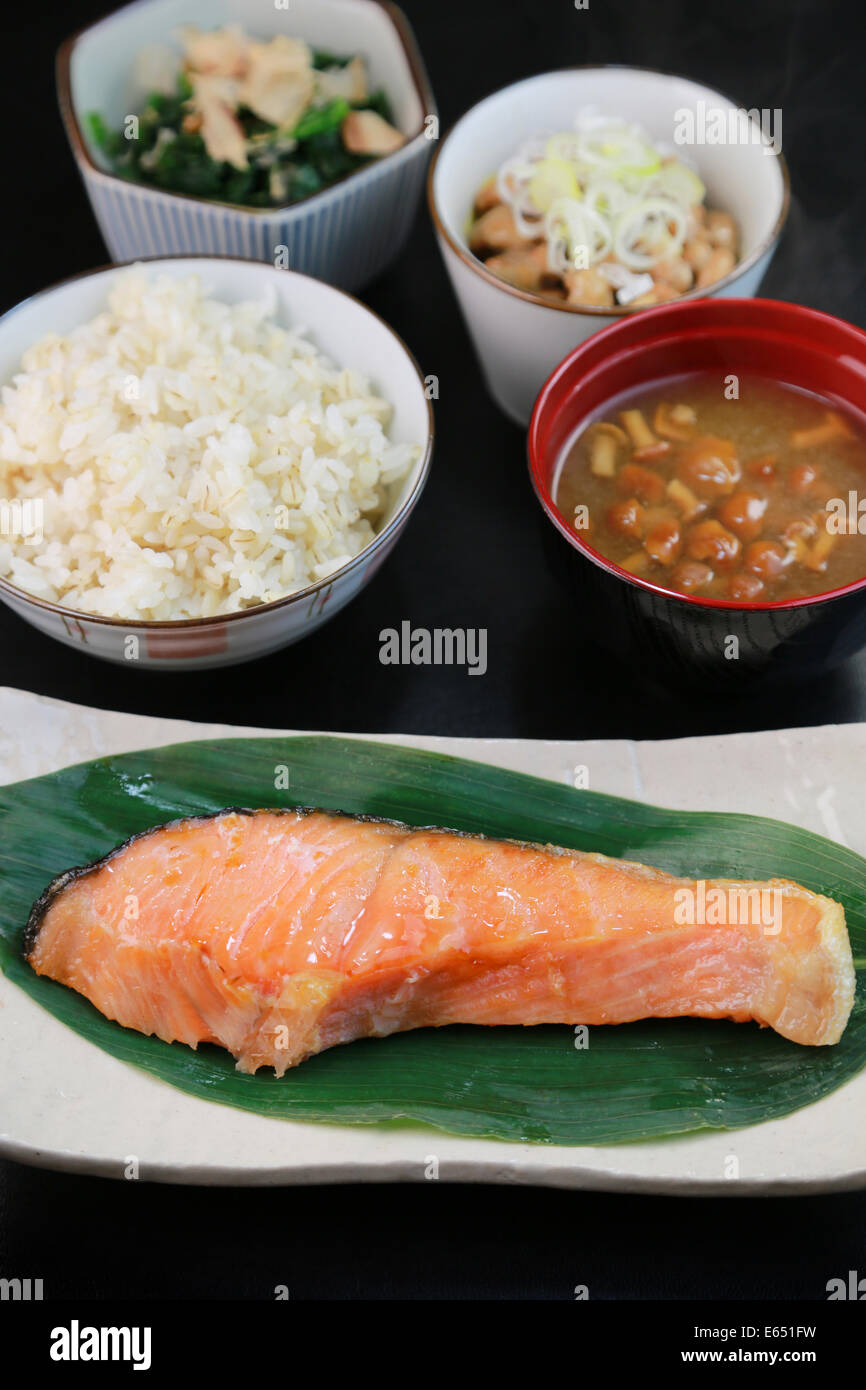 Salmon set meal Stock Photo - Alamy