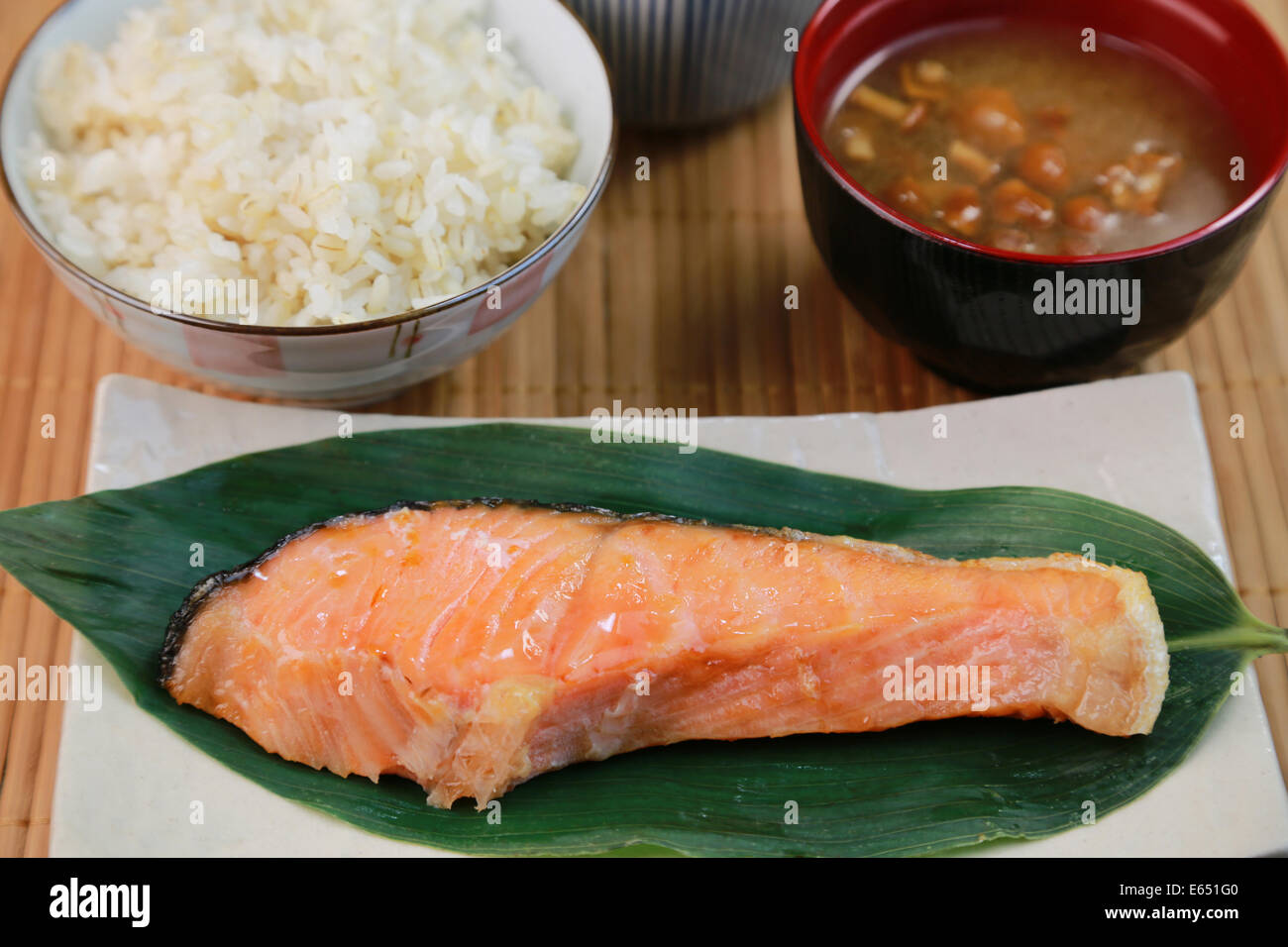 Salmon set meal Stock Photo - Alamy