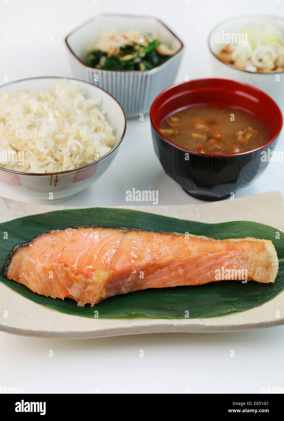 Salmon set meal Stock Photo - Alamy