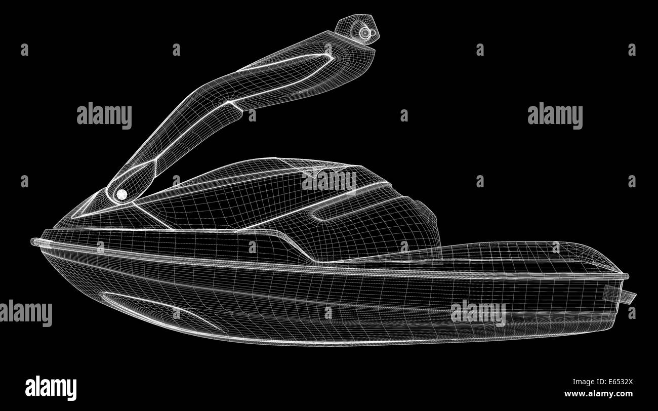 Jetski isolated view, body structure, wire model Stock Photo - Alamy