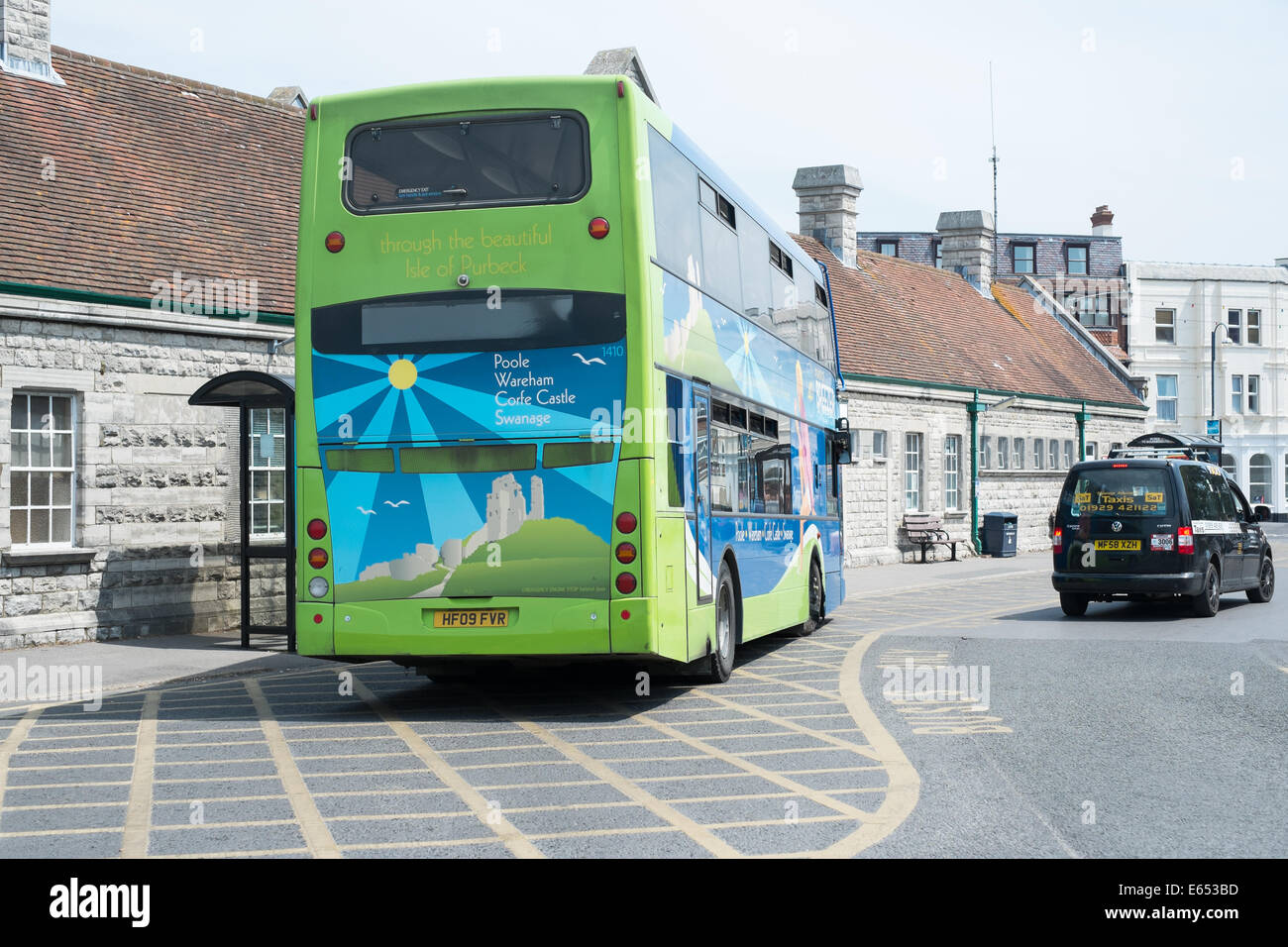 Bus interchange Swanage railway station Stock Photo - Alamy