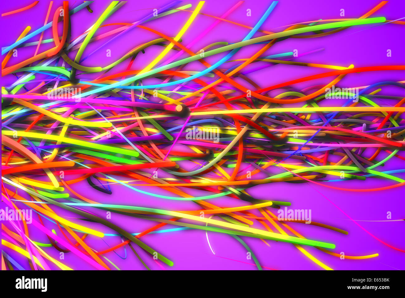 Rainbow Strands Line Glow Purple Background Stock Photo - Alamy