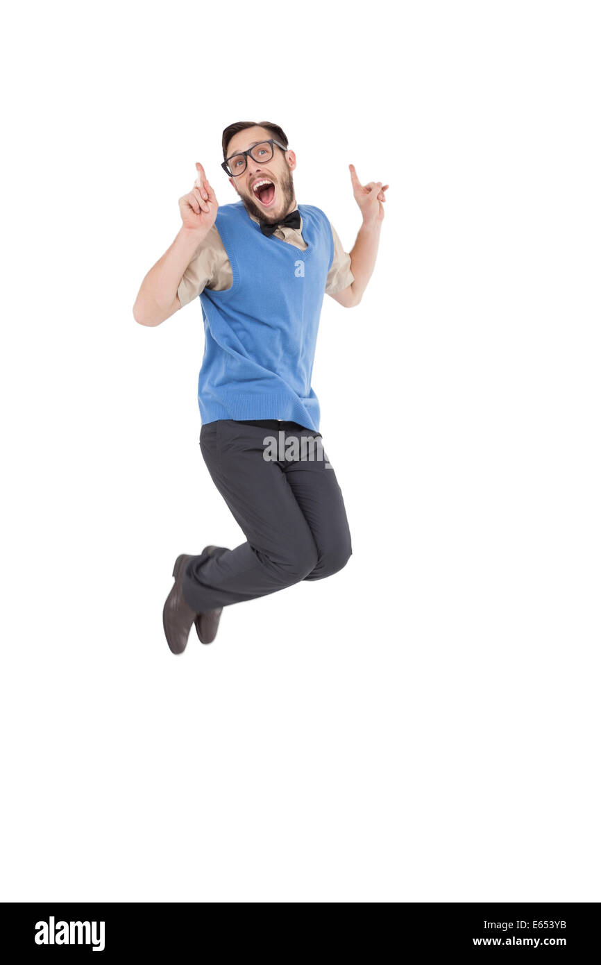 Man glasses pointing up Cut Out Stock Images & Pictures - Alamy