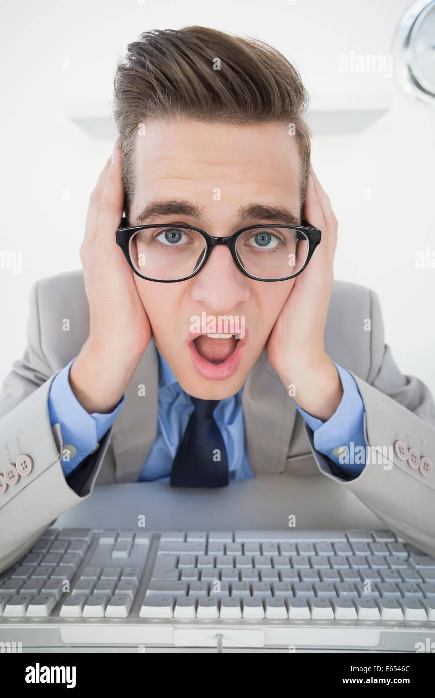 Shocked businessman working on computer Stock Photo - Alamy