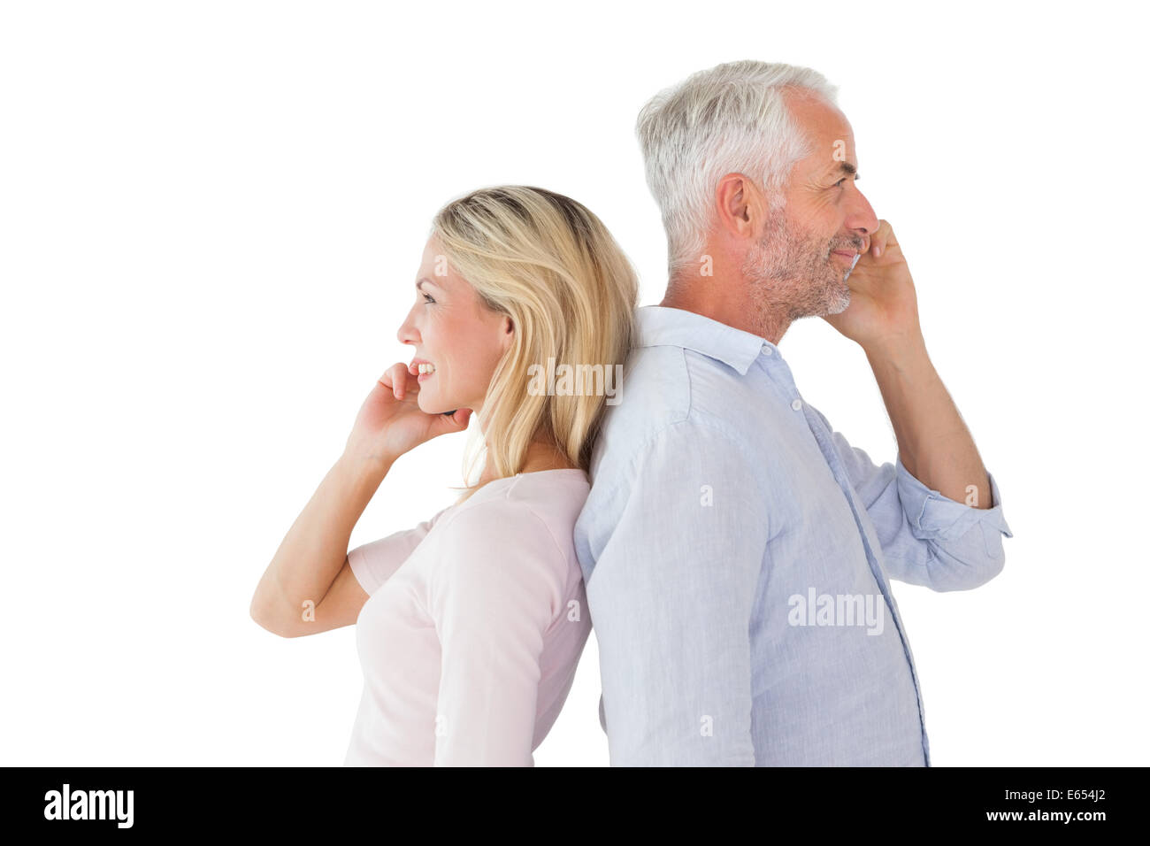 Woman happy phone call mature Cut Out Stock Images & Pictures - Alamy