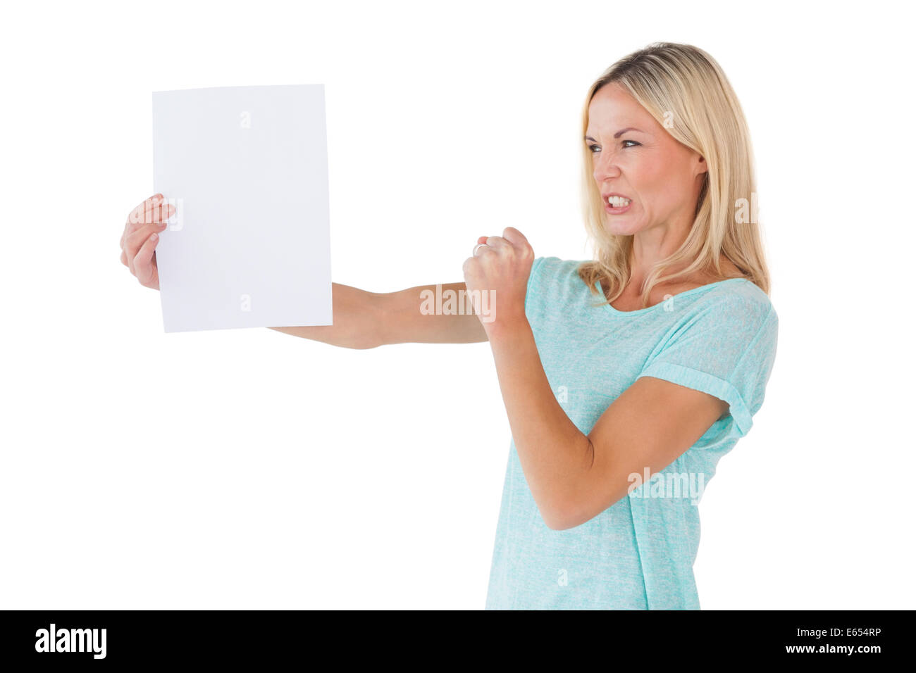 Woman holding piece paper hi-res stock photography and images - Alamy