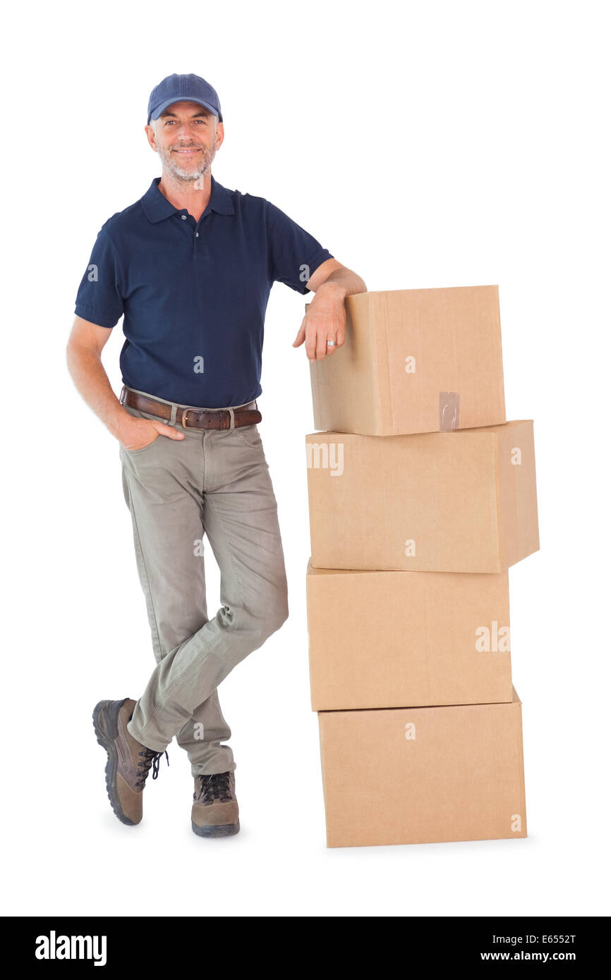 Man leaning on pile boxes hi-res stock photography and images - Alamy