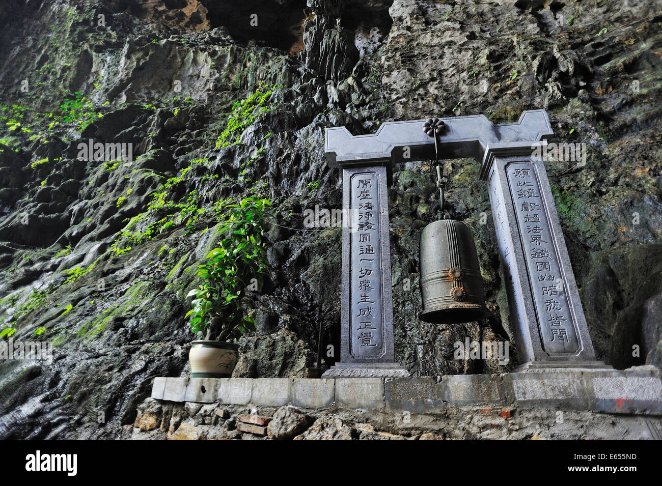 Bell inside the main cave, Perfume Pagoda near Hanoi, Vietnam ...