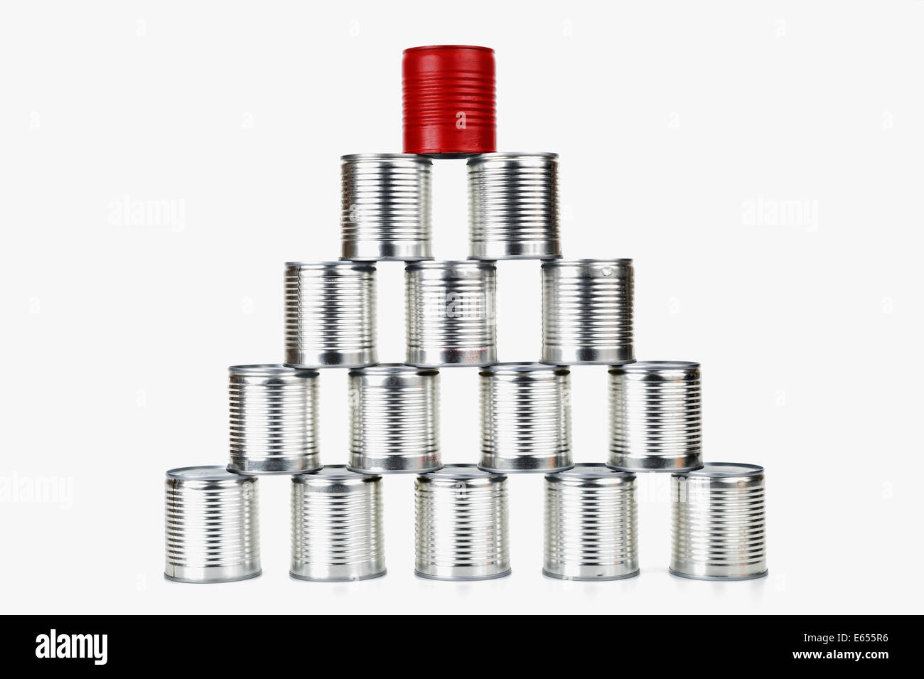 Success concept - Red tin can on top of a pyramid - difference ...