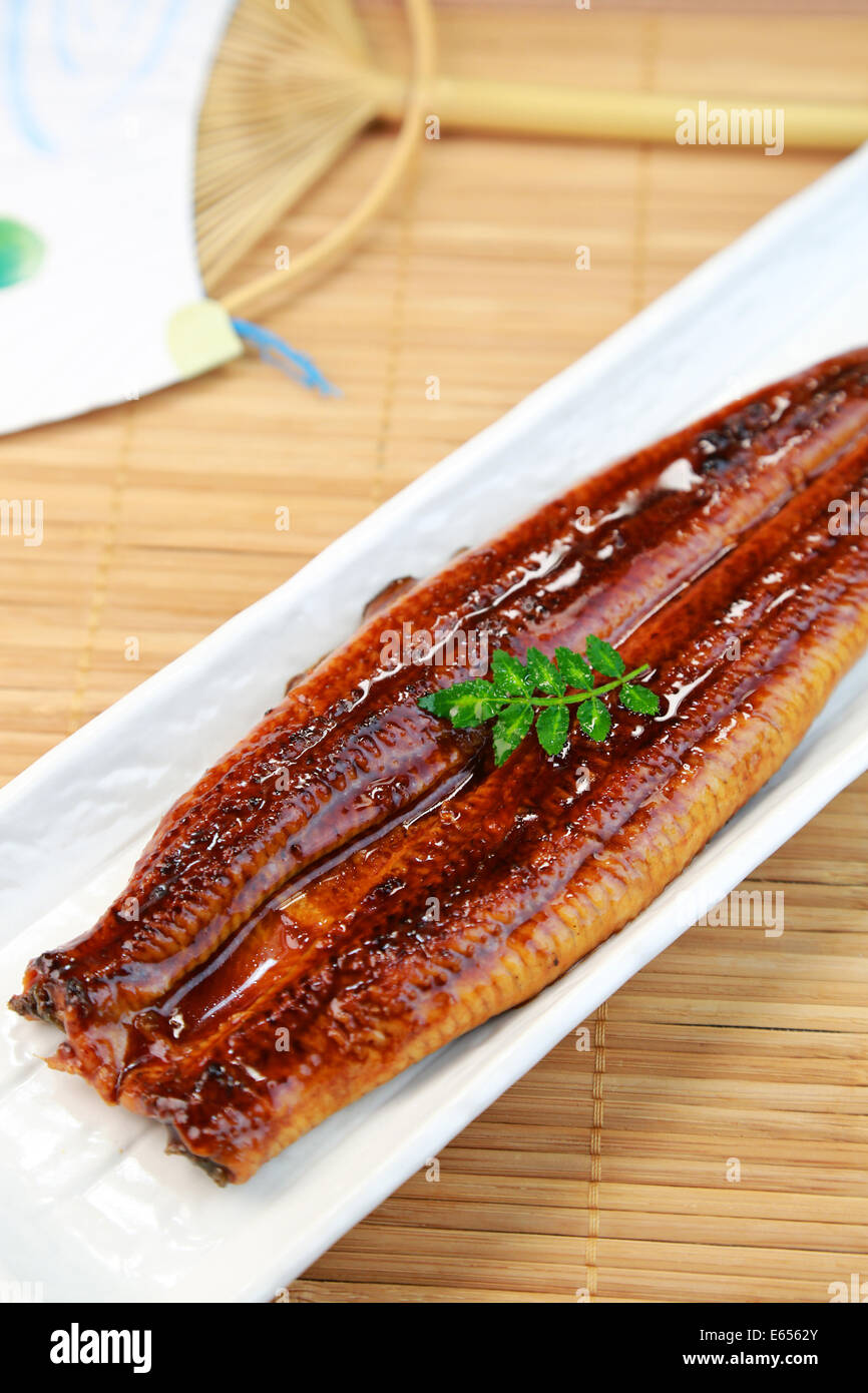 Broiled eel dipped in sweet soy sauce base sauce hi-res stock ...