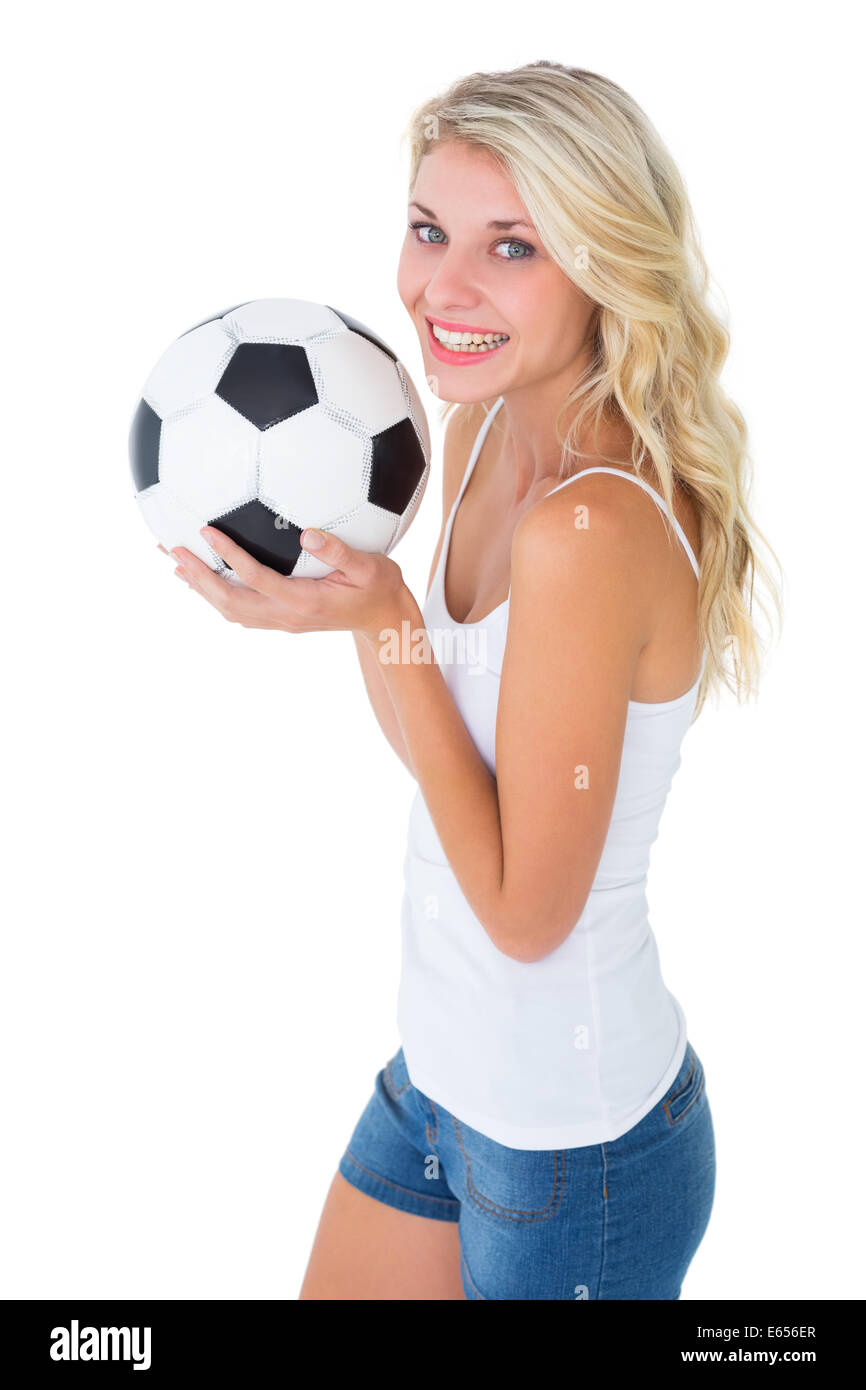 Blonde sport fan woman hi-res stock photography and images - Alamy