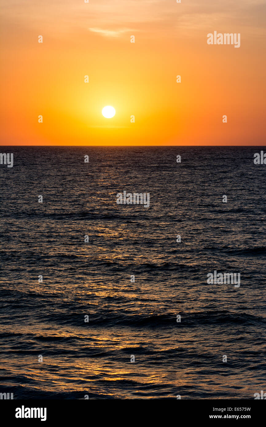 Orange Morning Sky Sunrise Over The Ocean Stock Photo - Alamy