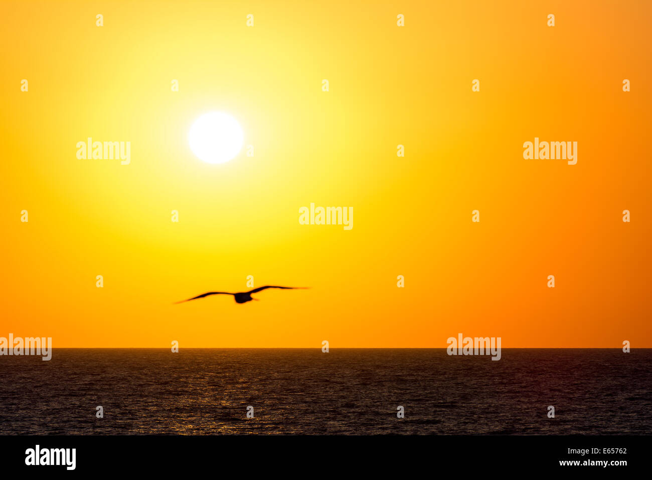 Orange Morning Sky Sunrise Over The Ocean Stock Photo - Alamy