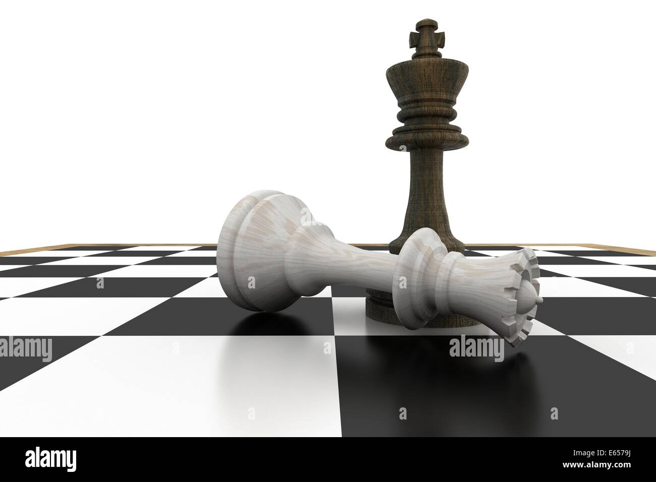 Black king standing over fallen white queen Stock Photo - Alamy