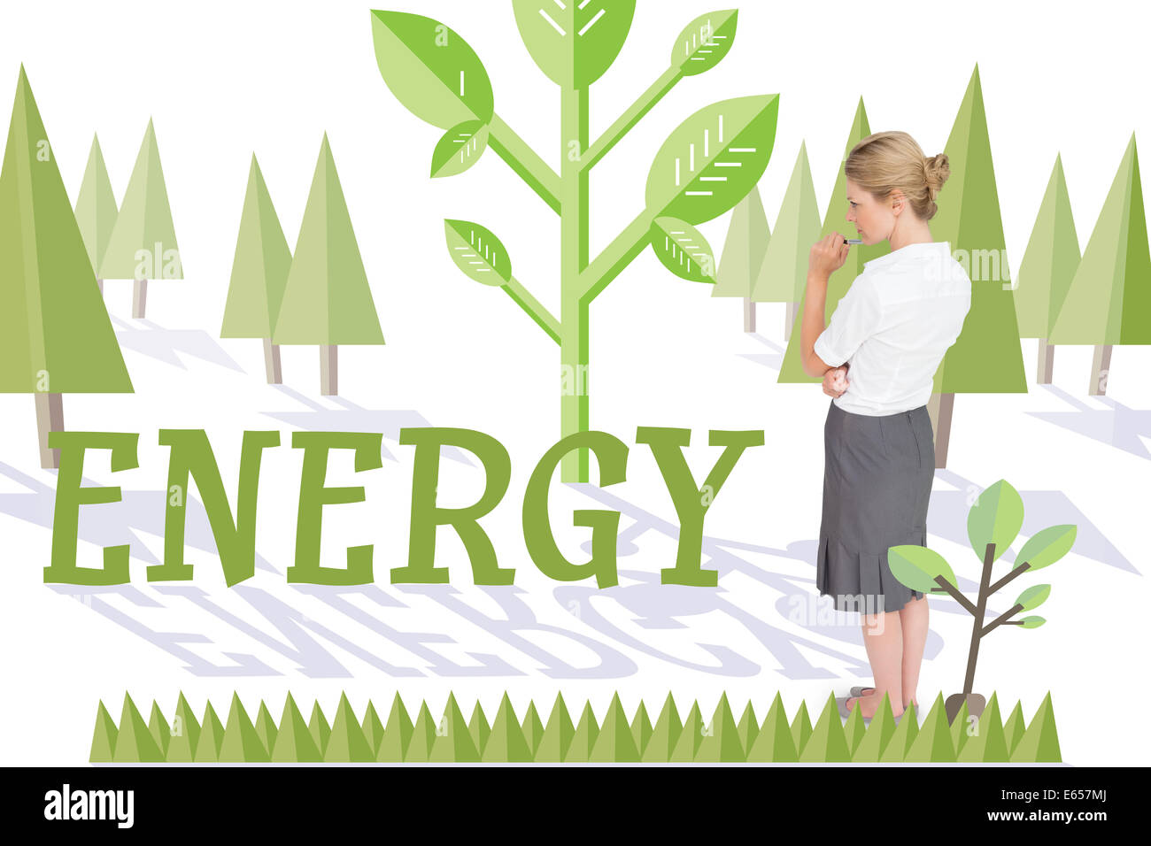 Energy against forest with trees Stock Photo - Alamy