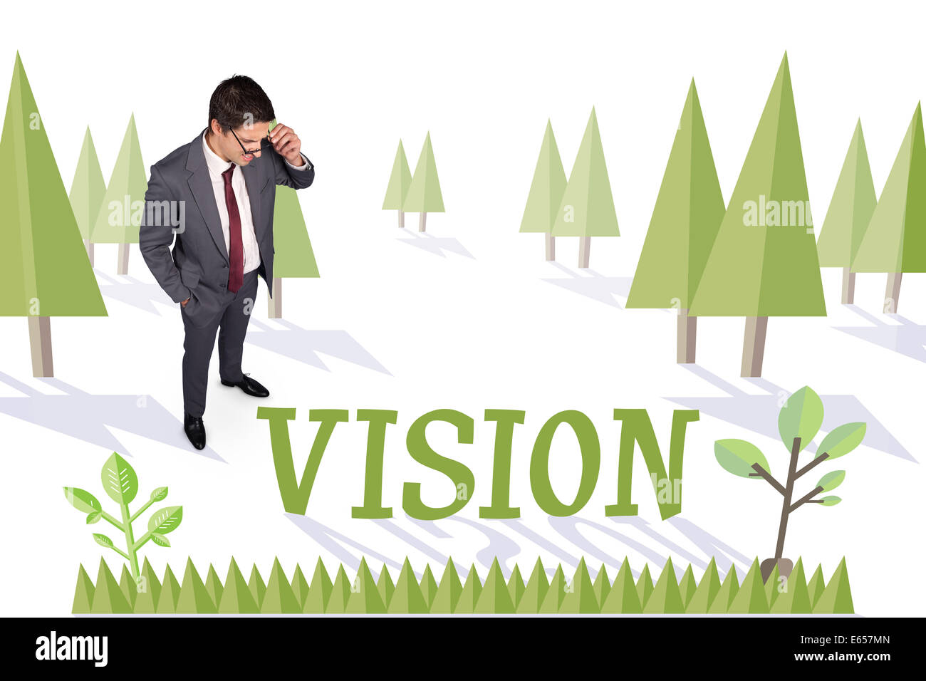 Vision against forest with earth tree Stock Photo - Alamy