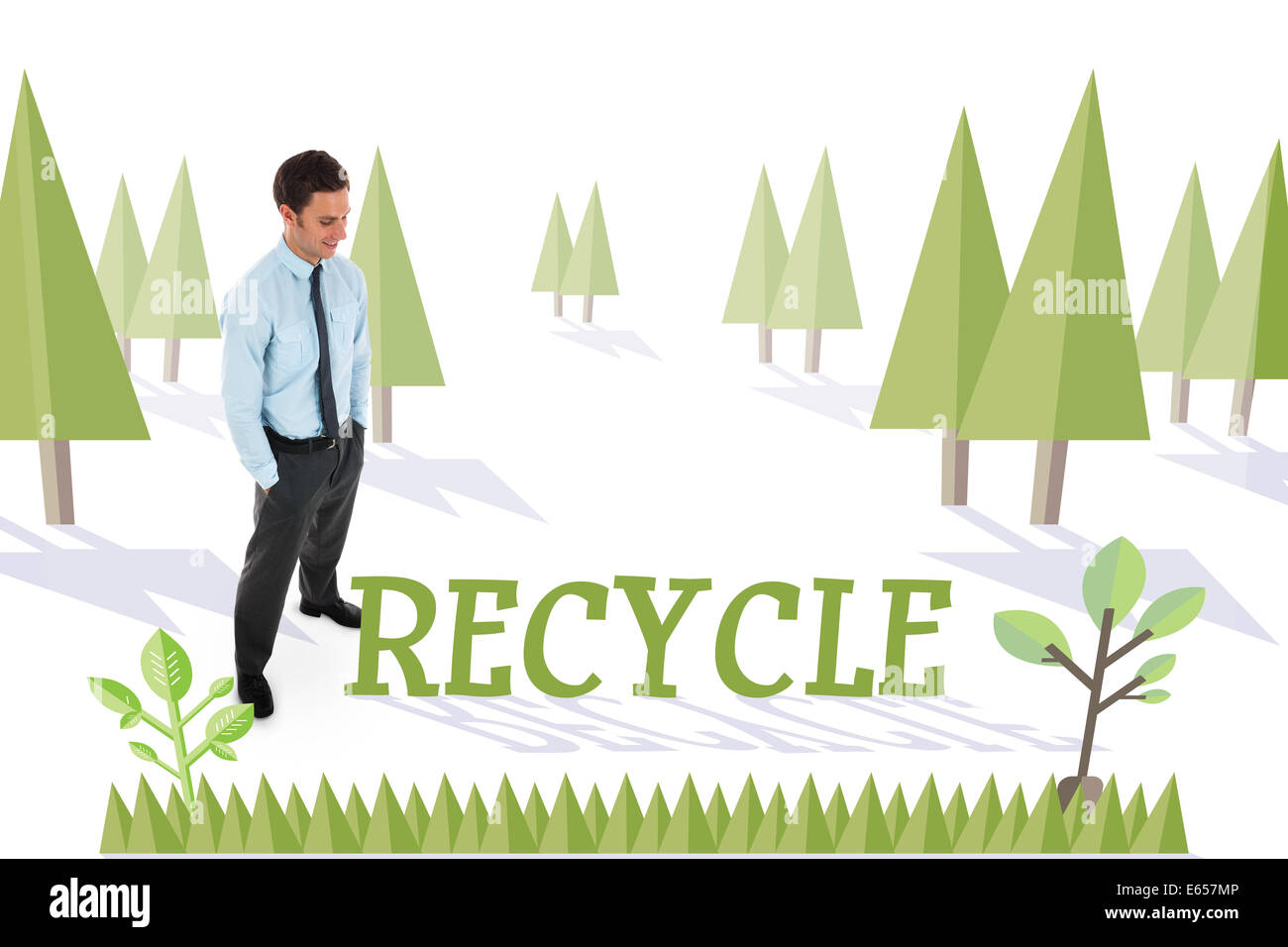 Recycle against forest with earth tree Stock Photo - Alamy
