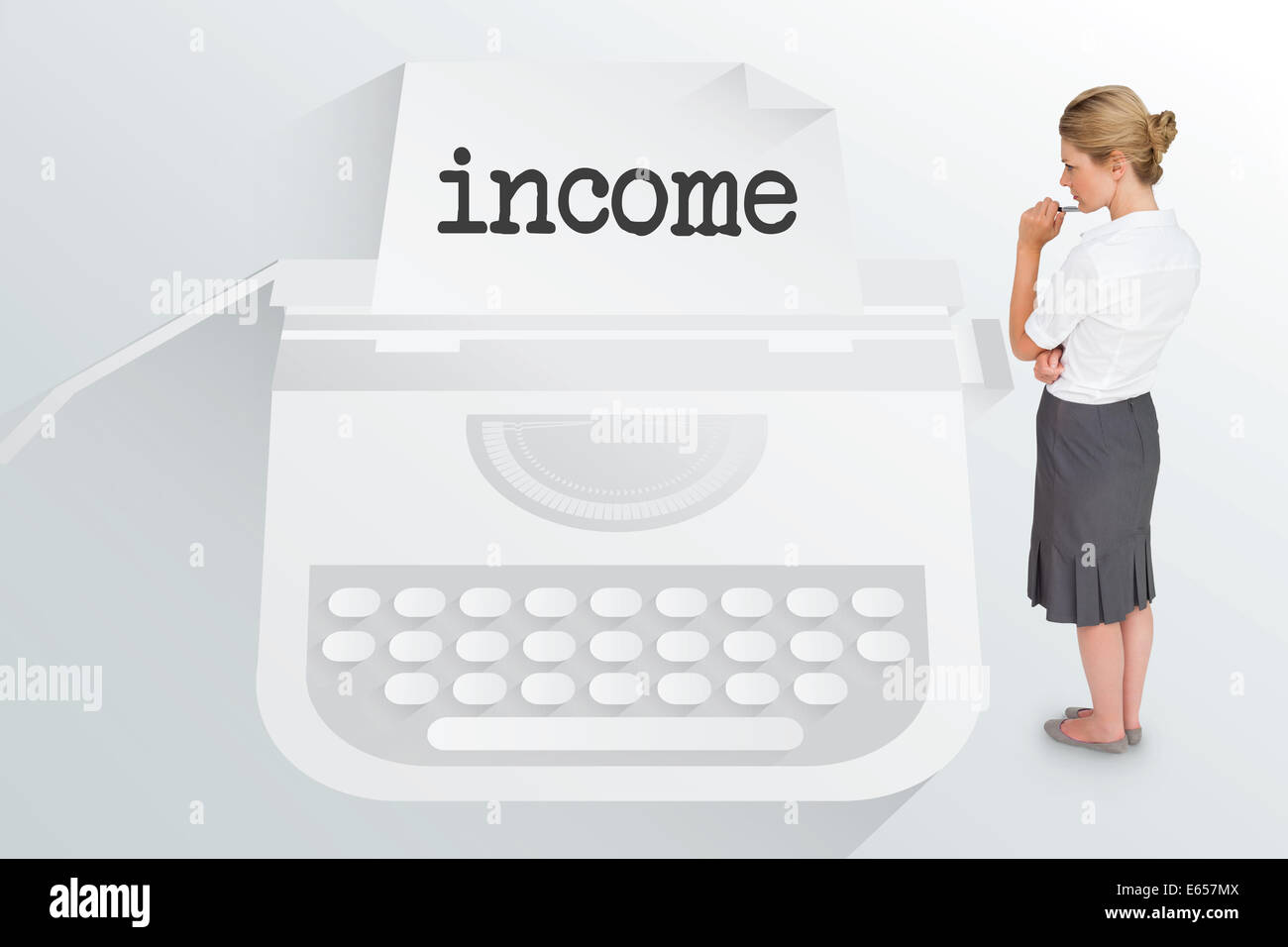 The word income and thinking businesswoman Stock Photo - Alamy