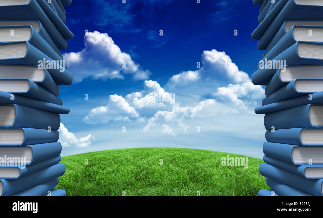 Composite image of pile of books Stock Photo - Alamy