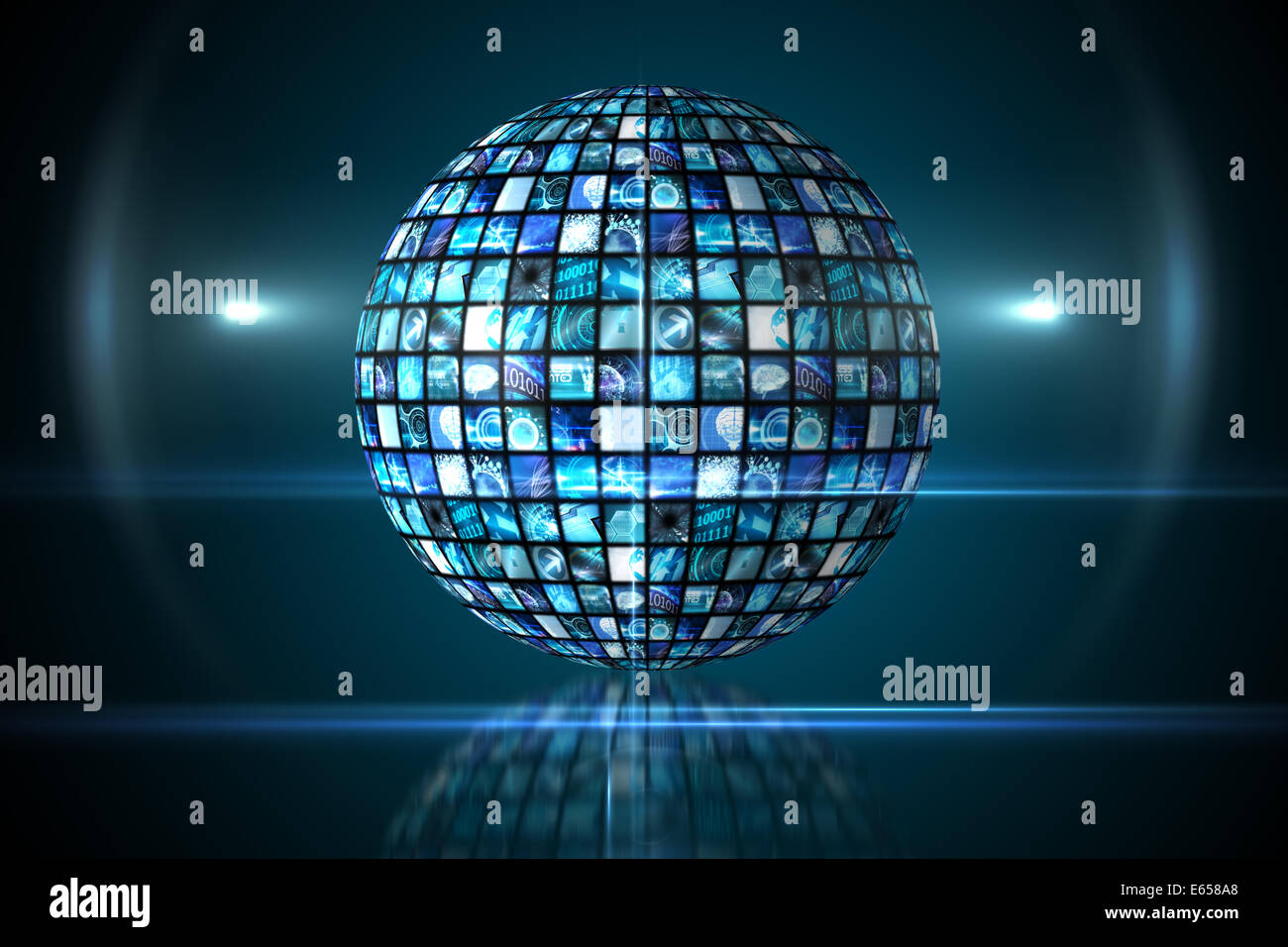 Sphere of digital screens in blue Stock Photo - Alamy