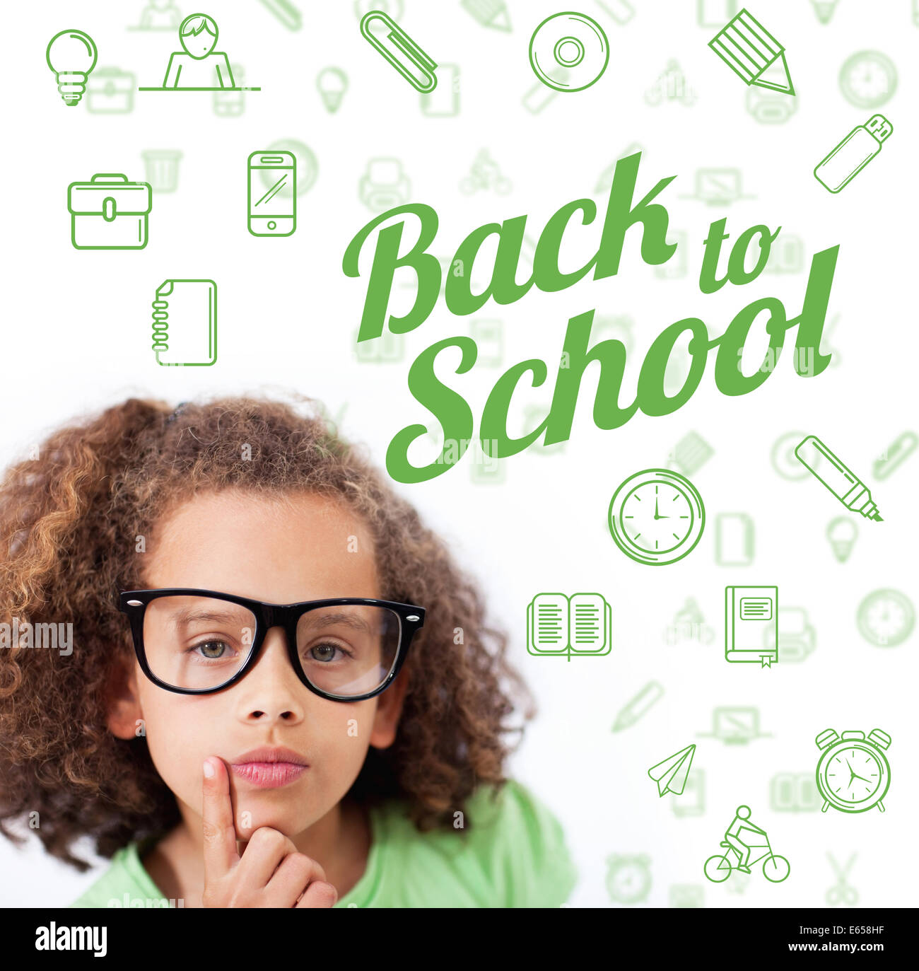 Composite image of back to school message with icons Stock Photo - Alamy