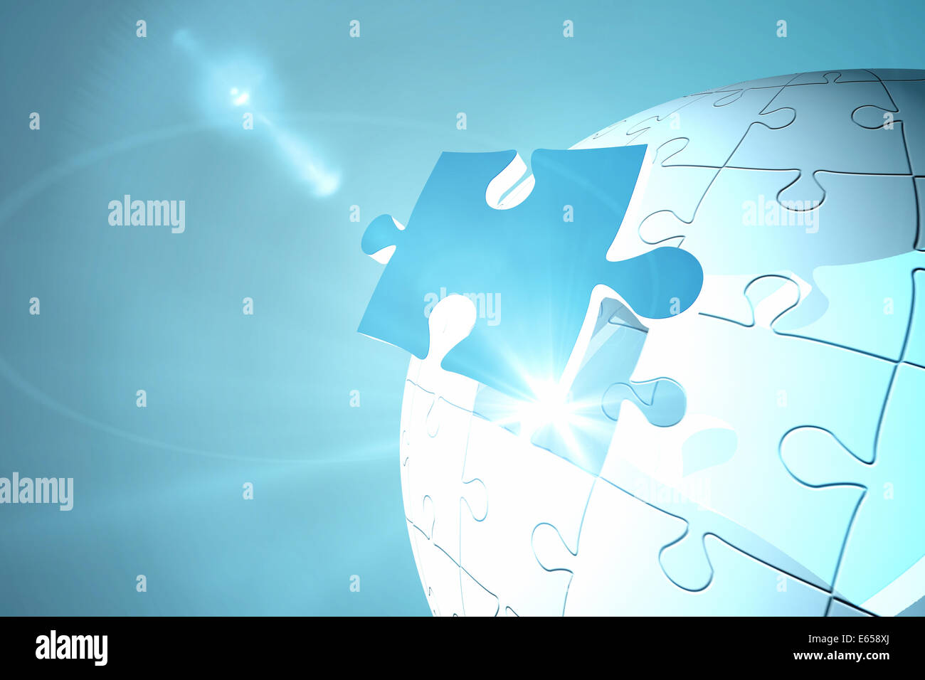 Blue jigsaw piece on puzzle Stock Photo - Alamy