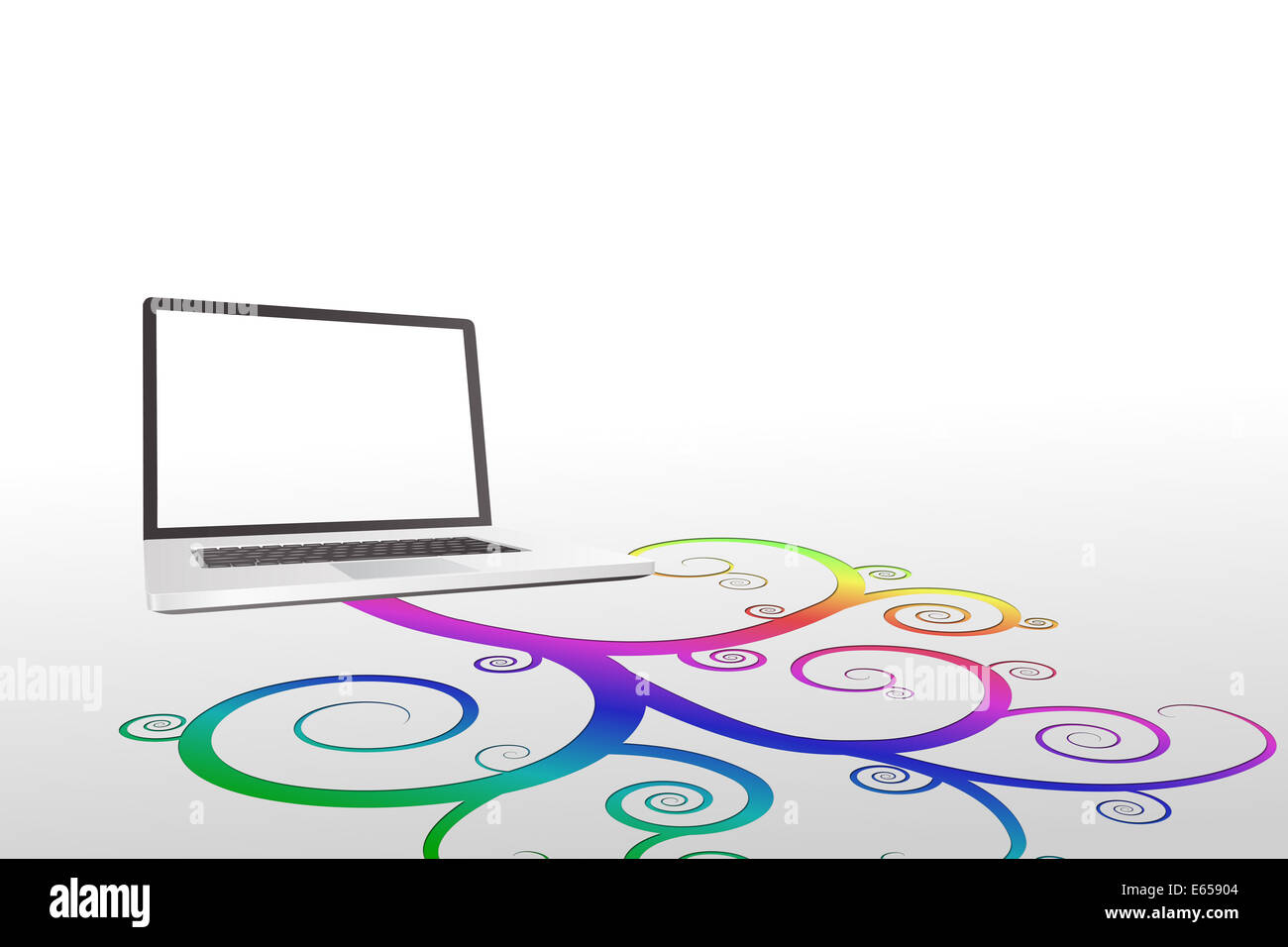 Laptop with colourful spiral design Stock Photo - Alamy