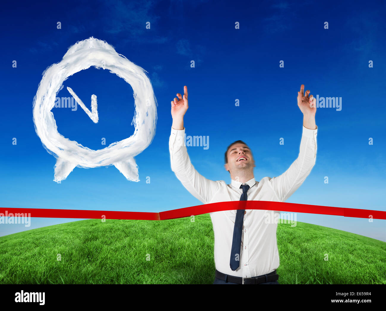 Businessman Crossing Finish Line Red High Resolution Stock Photography ...