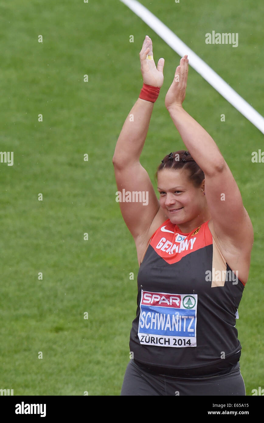 Zurich, Switzerland. 15th Aug, 2014. Christina Schwanitz of Germany ...