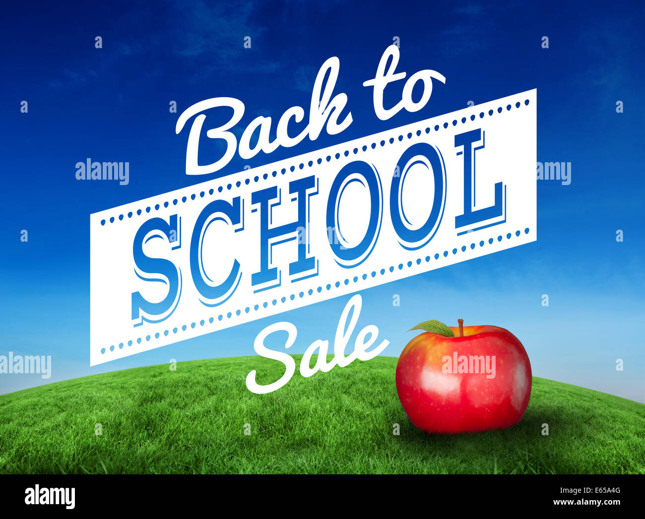 Composite image of red apple with back to school message Stock Photo ...
